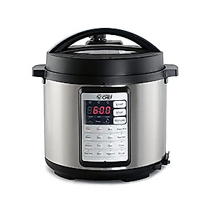 Commercial Chef Electric Pressure Cooker 6.3 Quarts, 24-Hour Preset Timer, Stainless Steel Interior with Safety Features