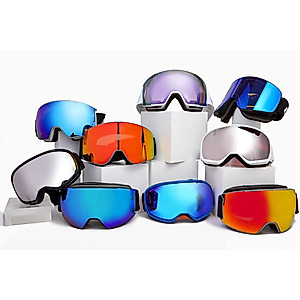Optic Nerve - 2022 Premium & Affordable Non-Polarized Winter Sport Goggles Sunglasses for Men/Women, Snoasis Edition with Shiny Blue Frame/Rose/Silver Flash Mirror Lens