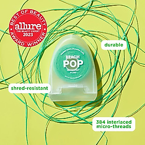 REACH POP Dental Floss, 3 Pack, Peppermint, Vegan Wax, Plaque Remover, PFAS-Free, Shred Resistant, Cruelty Free, Eco Friendly PCR Packaging Floss Holder, Dental Oral Care, for Adults & Kids, 54.6yd
