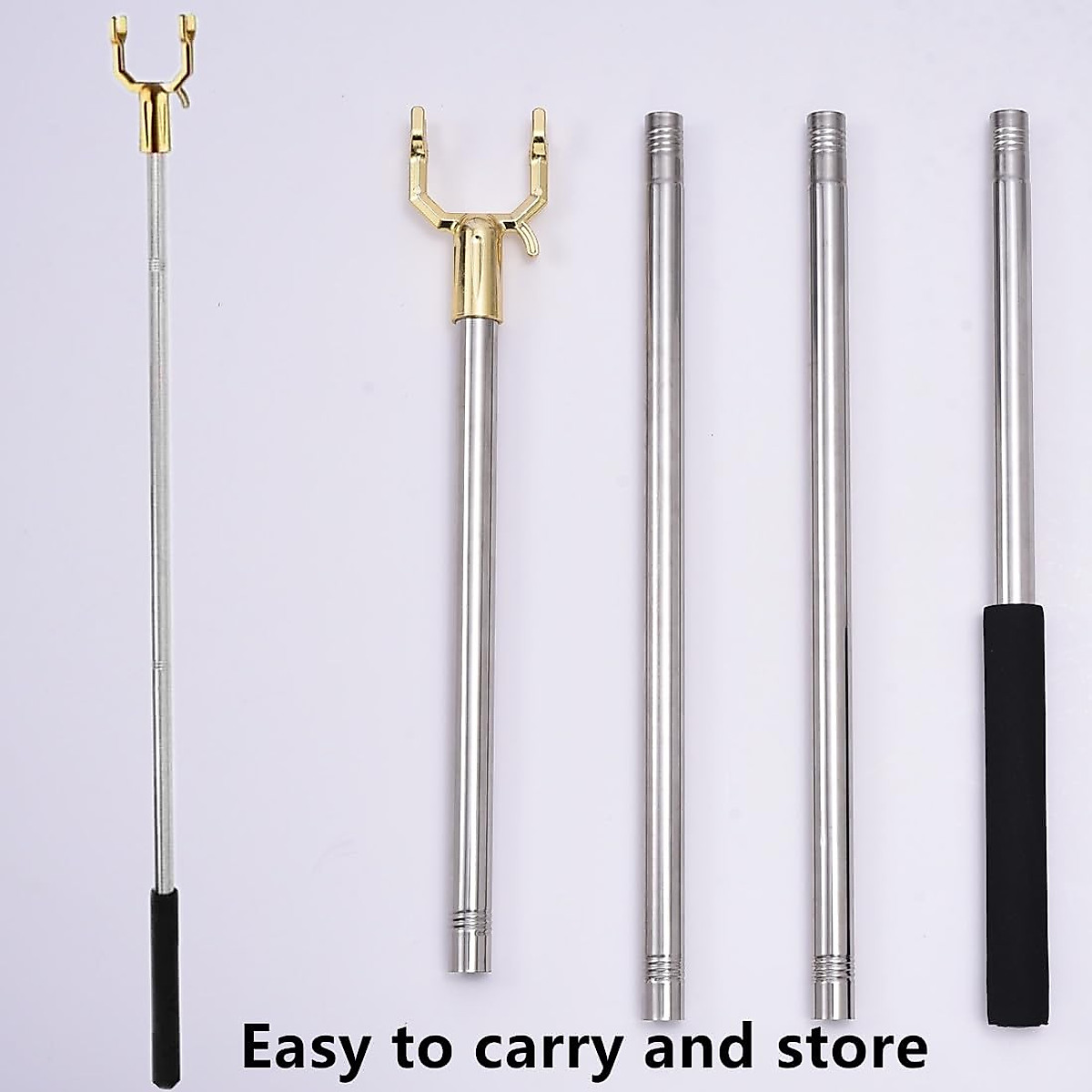 58 inch extended long rod wardrobe clothing telescopic rod with long handle, suitable for high reach areas, clothes drying rod with hook is very suitable for university dormitories