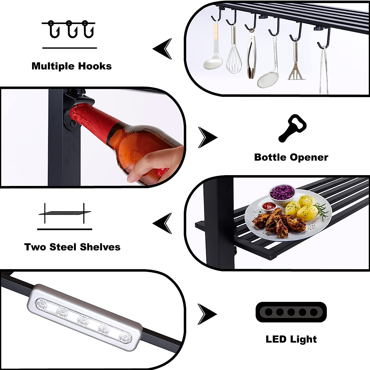 ABCCANOPY 8'x 5' Grill Gazebo Shelter, Outdoor BBQ Gazebo Canopy with LED Light (Coffee)