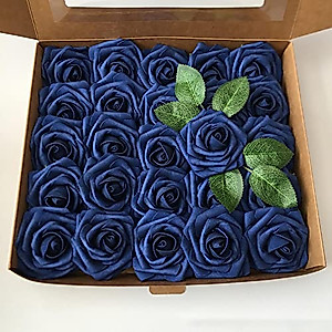 Realistic Rose Faux Rose PE Foam Rose Headband Flower Stems 25pcs Realistic Rose Wedding Centerpieces Bridal Show Bouquet Party Home DIY Floral Decoration Artificial Flower Centerpieces for (F, B)