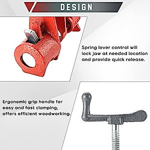 ATPEAM Wood Gluing Pipe Clamp Set | 6 Pack Wood Clamps Heavy Duty Cast Iron Parallel Clamps Quick Release Pipe Clamps for Woodworking (6, 1/2")