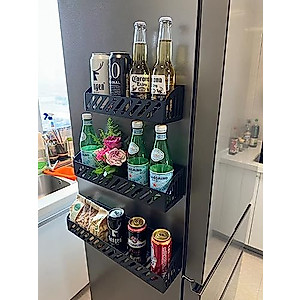 NAFCOOL Magnetic Spice Rack for Refrigerator, 3 Packs, Adjustable, Rust Resistant Steel, Non-Slip, Dishwasher Safe