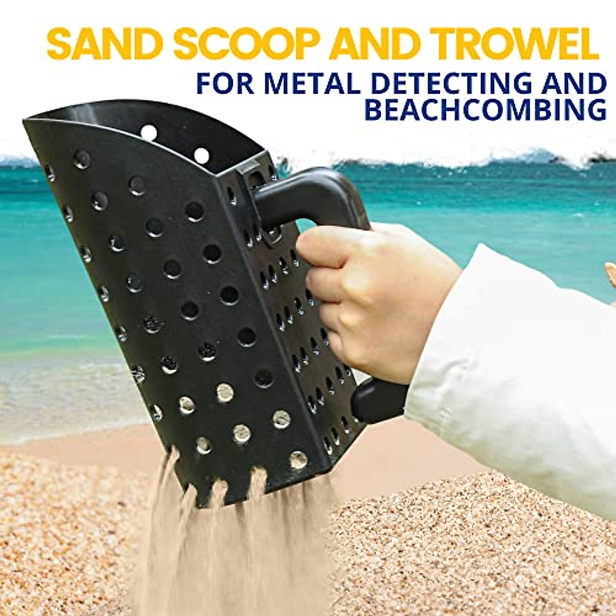 VIKOS Products Detector Accessories - Sand Scoop and Trowel for Detecting and Beachcombing - Made of Heavy-Duty Plastic - Lightweight and Portable Sand Scoop & Shovel for All Ages