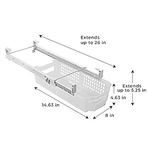 Smart Design Adjustable Sliding Drawer for Fridge Storage – Medium, Holds up to 15 lbs. – Extendable Fridge Drawer Organizer for Easy Organization and Storage – Made with BPA-Free Plastic