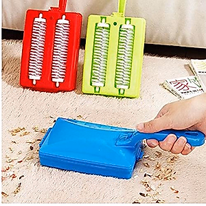 Pinicecore Carpet Table Brush Plastic Double Brush Handheld Sweeper Crumb Dirt Cleaner Roller Tool Home Cleaning Brushes Random Color