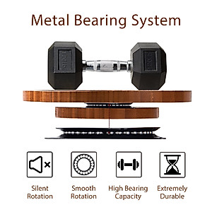 Bamboo Lazy Susan Turntable 10.5”, with Metal Bearing System & Anti-Slip Silicone Pad, Wood Rotating Spice Rack Cabinet Under Sink Organizer for Pantry Kitchen Bathroom Storage