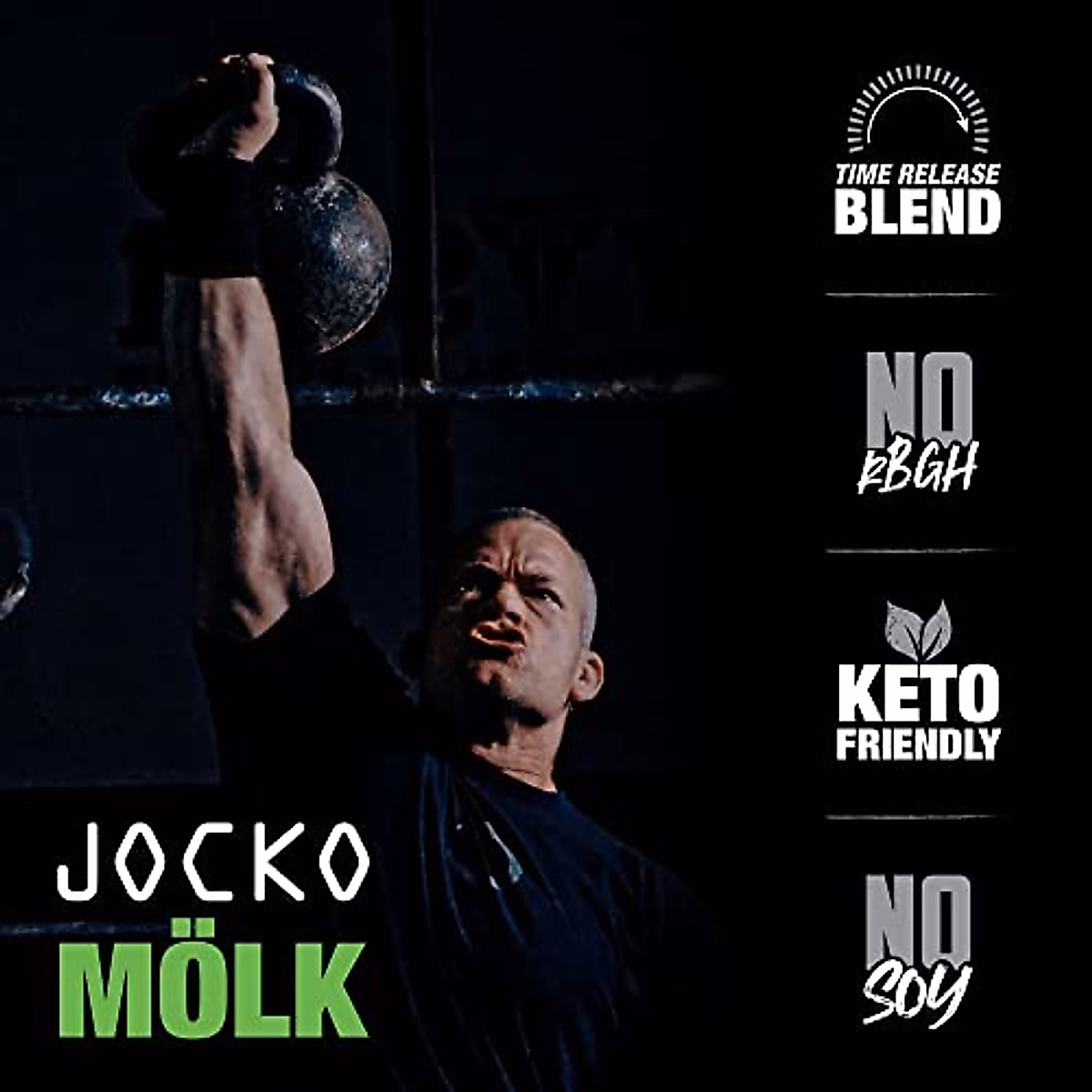 Jocko Mölk Whey Protein Powder (Mint Chocolate) - Keto, Probiotics, Grass Fed, Digestive Enzymes, Amino Acids, Sugar Free Monk Fruit Blend - Supports Muscle Recovery and Growth - 31 Servings