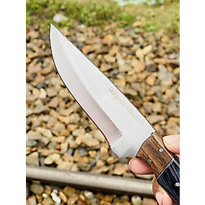 Uniqueya Artifacts Fixed Blade Outdoor Knife with Stainless Steel Blade, 4.5-Inches Handmade Full Tang bushcraft Knife Ideal For Outdoor Activities, Silver, Black, Brown, 1.5x9