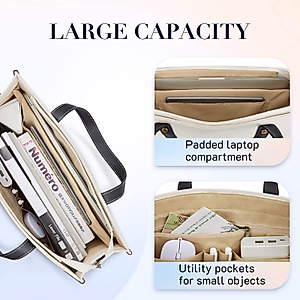 Missnine Laptop Tote Bag Canvas Laptop Bag 15.6 inch Work Shoulder Bags Casual Briefcase Handbag for Travel, Office, School