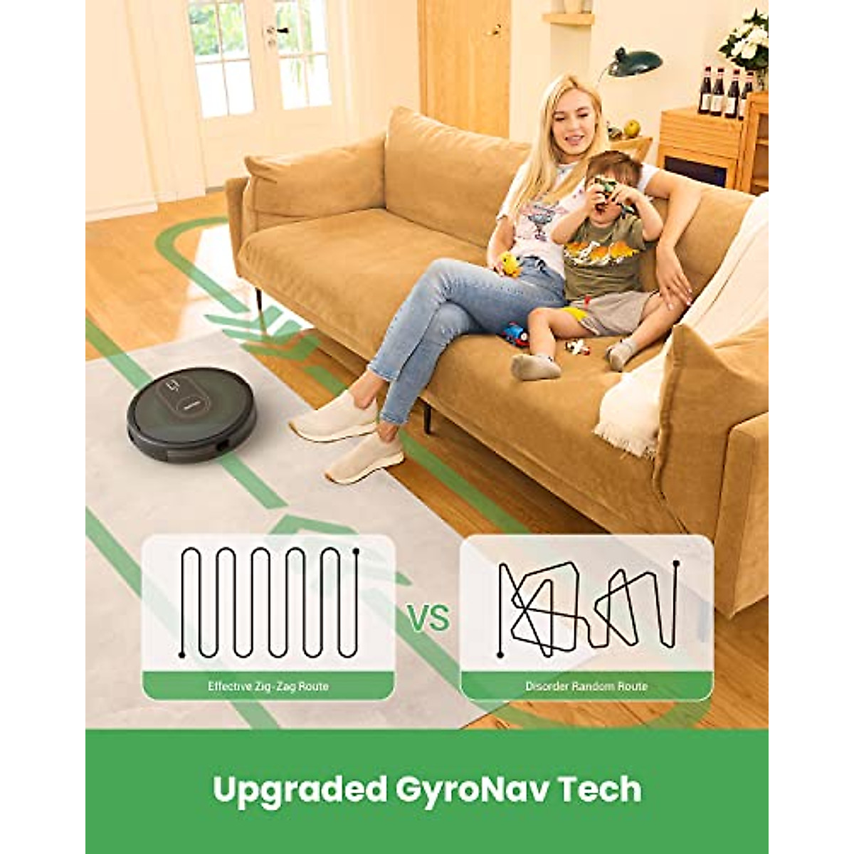 Vactidy T8 Robot Vacuum and Mop Combo, WiFi/App/Alexa/Siri Control, Robotic Vacuum Cleaner with Gyro Navigation, Self-Charging, Slim, Good for Hard Floor, Pet Hair, Carpet