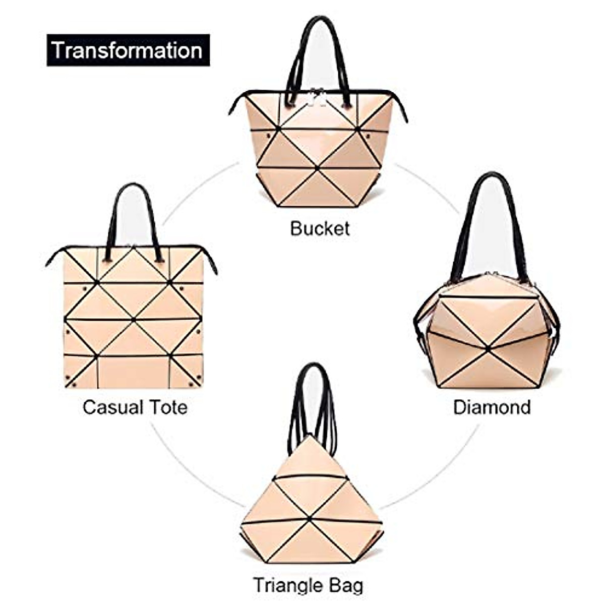 Geometric Luminous Purses and Handbags Holographic Reflective Crossbody Bag Irredescent Flash Rainbow Tote B