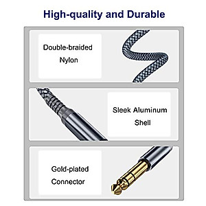 Elebase 1/4 Inch TRS Instrument Cable 10ft 2-Pack,Straight 6.35mm Male Jack Stereo Audio Interconnect Cord,6.35 mm Balanced Line for Electric Guitar,Bass,Keyboard,Mixer,Amplifier,Amp,Speaker,Equalizer