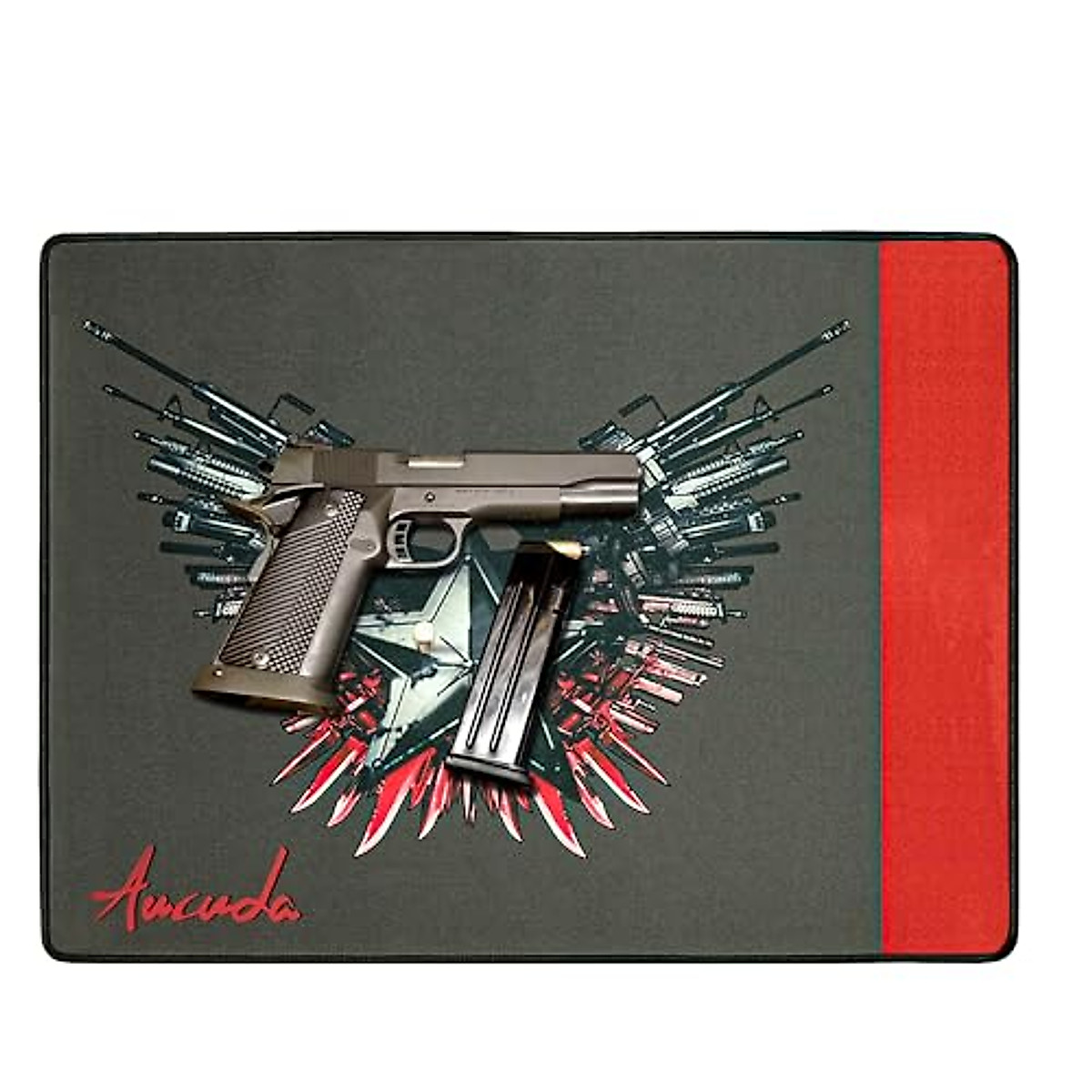 Aucuda Gun Cleaning Mat 20"x16", Double Thickness and Large Rifle Cleaning Mat with Oil Resistant, Non-Slip Backed, with Magnetic Parts Tray, Waterproof Pistol AR15 Gl0ck Shotgun Cleaning Pad Kits