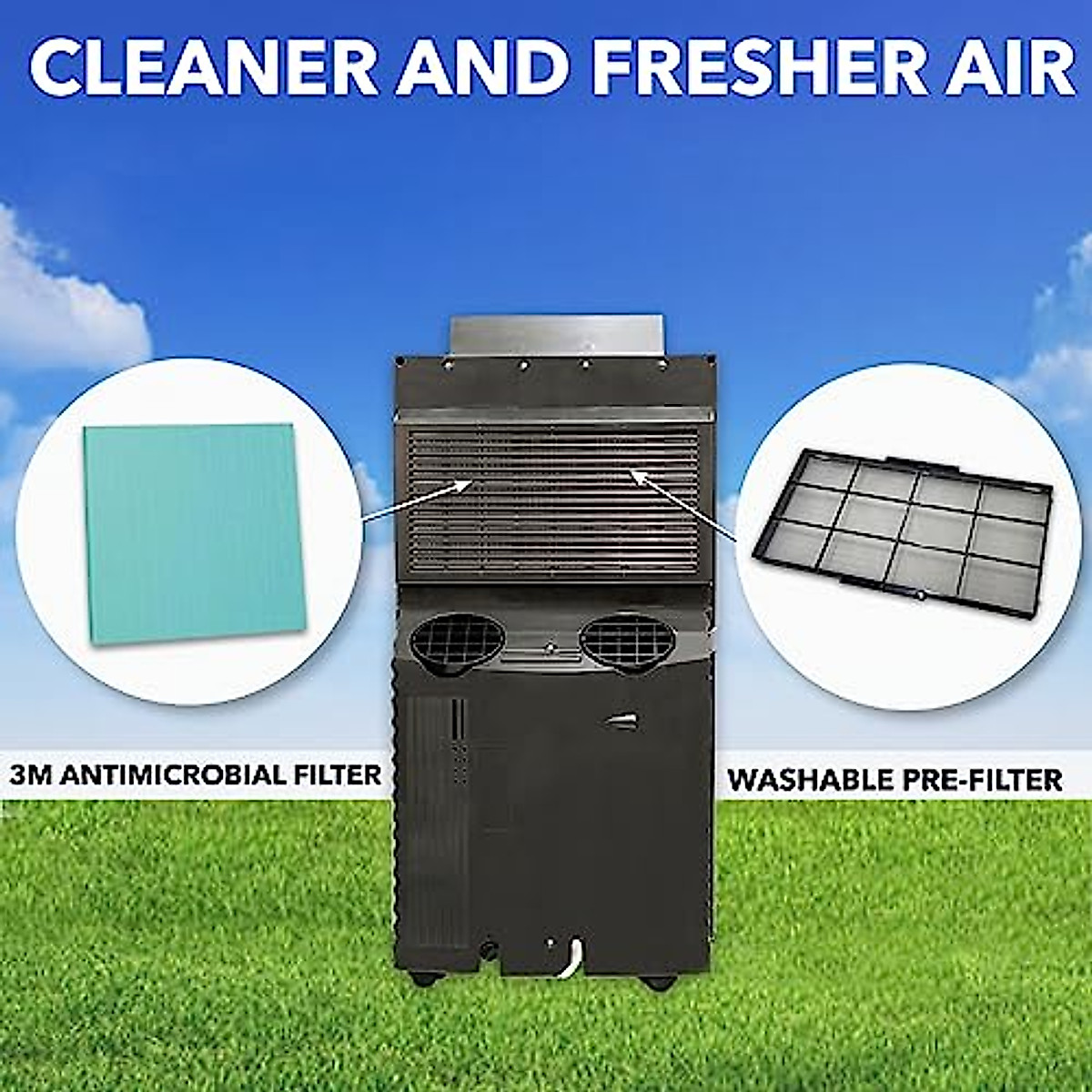 Whynter ARC-143MX 14,000 BTU (9,456.1 BTU SACC) Dual Hose Cooling Portable Air Conditioner, Dehumidifier, and Fan with 3M Filter Storage Bag, up to 500 sq ft in Platinum/Black