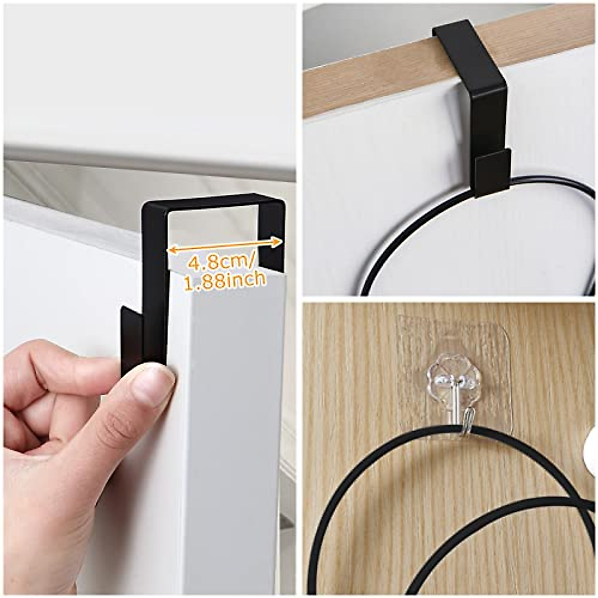 ABuff 15Pcs Rings Cap Rack, Hanging Wig Hat Racks, Hat Rack Hanger Holder Baseball Caps Rack Holder for Hat Clothes Scarf Bag Rack Organizer(Black)