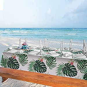 Animal Safari Tablecloth Jungle Animal Theme Tablecover Tiger Zebra Giraffe Print Table Cover Tropical Leaf Tablecloth Party Supplies for Jungle Safari Birthday Baby Showers (Greenery Style, 4 Pcs)