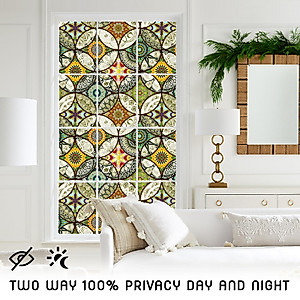 DKTIE Static Cling Decorative Window Film with Installation Tools Non Adhesive Privacy Film, Stained Glass Window Film for Bathroom Shower Door Heat Cotrol Anti UV, 17.7 x 78.7 Inch