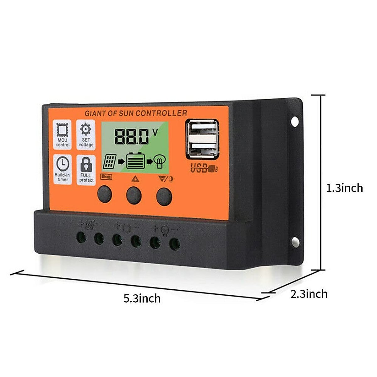 100A Solar Charge Controller 12V 24V PWM Auto Focus Tracking Solar Panel Charge Controller Regulator with Dual USB Port LCD Display Multiple Load Control Modes -Orange