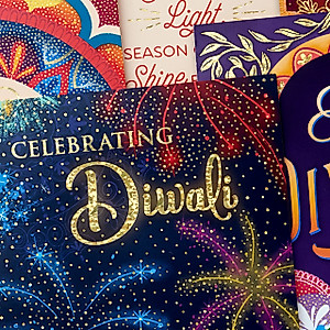 Hallmark Golden Thread Diwali Card Assortment, Happy Diwali (16 Cards with Envelopes)