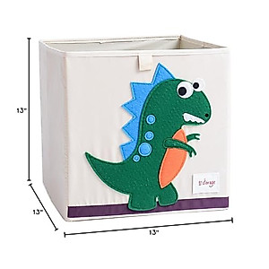 DODYMPS Foldable Animal Canvas Storage Toy Box/Bin/Cube/Chest/Basket/Organizer for Kids, 13 inch (Dinosaur)