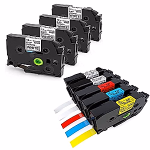 Colored Label Tape Replacement for Brother P-Touch Label Maker PT-D210 D400 1280 1800 1900 Label Tape, 0.47" x 26.2'(12mm x 8m), 9 Pack