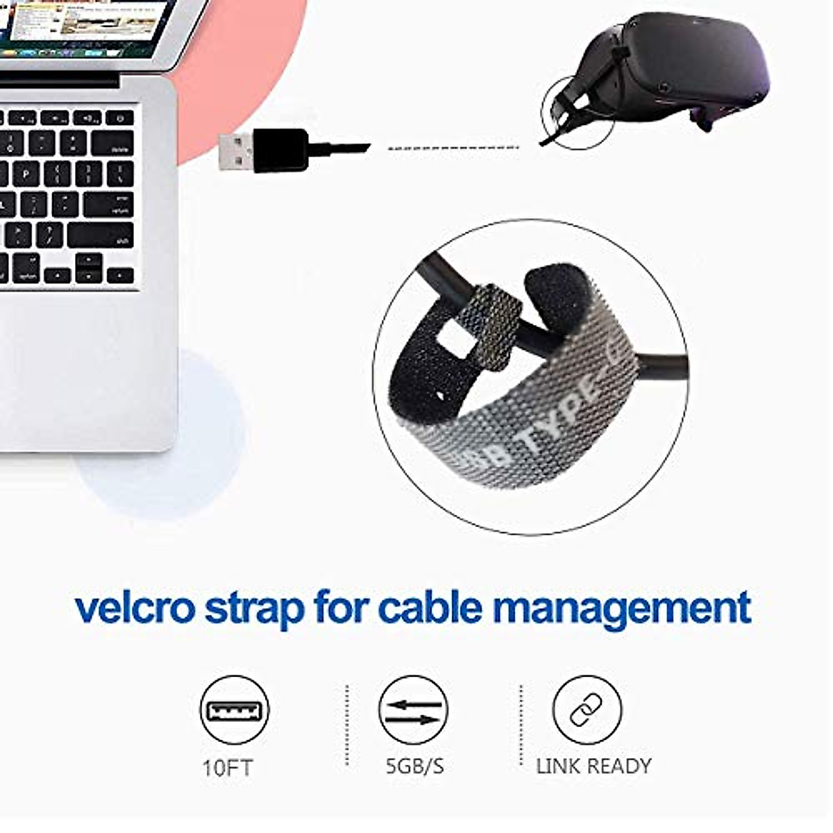USB Type C Cable 10ft(3m) Oculus Quest Link, High Speed Data Transfer Fast Charging Cable Compatible for Quest and Gaming PC