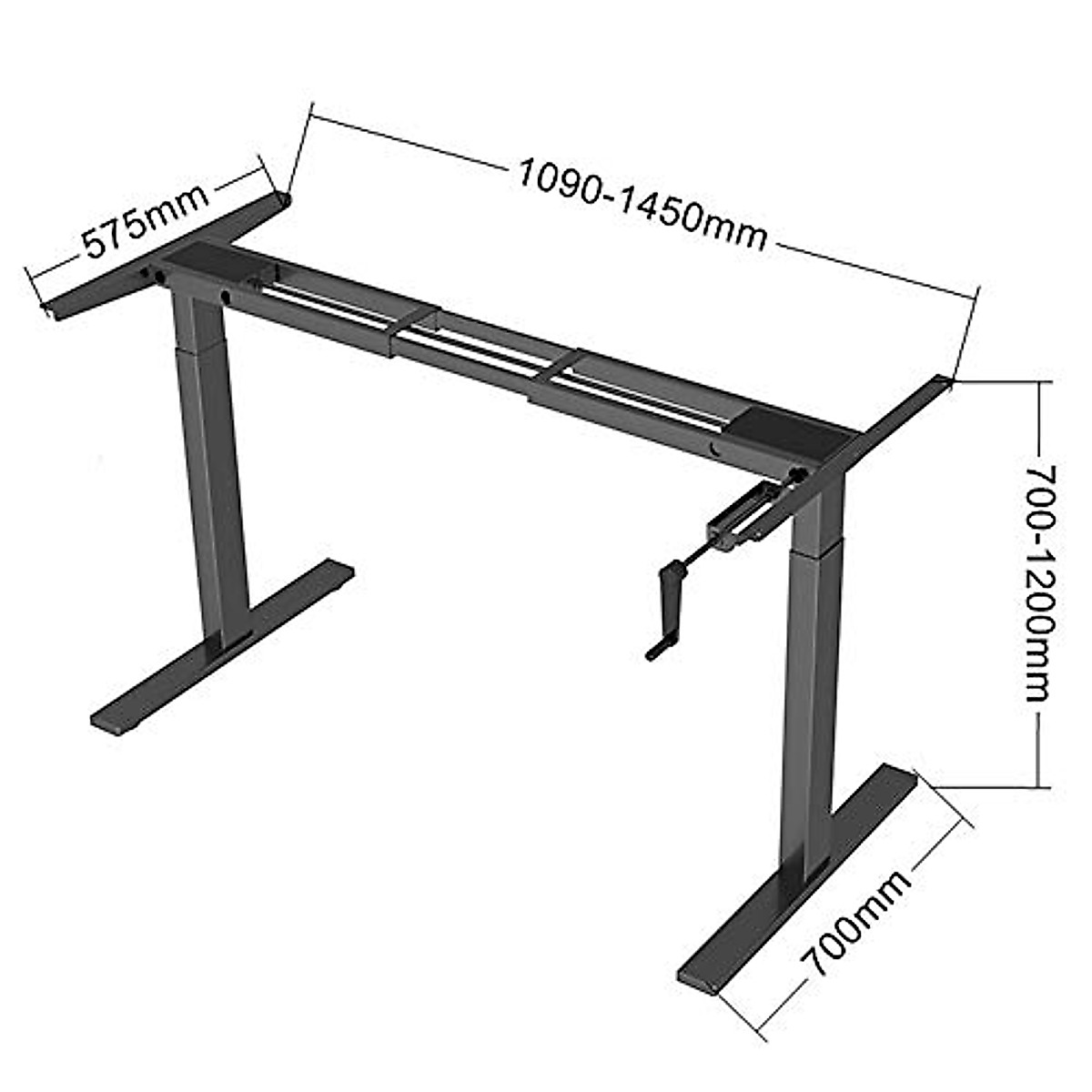 Bookshelf Height-Adjustable Standing Desk Base, Heavy-Duty Steel Desk Frame, Manually Adjustable Desk Lifting Table, for Home Office