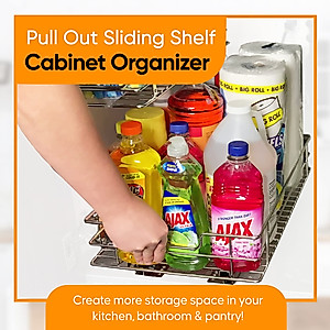 mRUB Pull Out Cabinet Organizer – Sliding Shelf Under Sink 2 Tier Organizer for Kitchen, Bathroom, Pantry – Heavy Duty Slide Out Shelves Storage Organizer (16.33” x 11.33” x 13.23”)