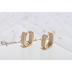 14K Gold Plated cubic Zirconia Huggie Cuff Earrings for women Hoop Earrings