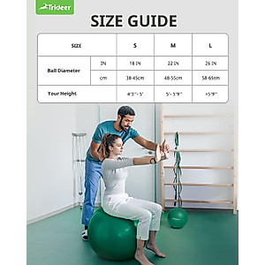 Trideer Exercise Ball for Physical Therapy, Swiss Ball Physio Ball for Rehab Exercises, Workout Fitness Ball for Core Strength, Yoga Ball for Balance & Flexibility