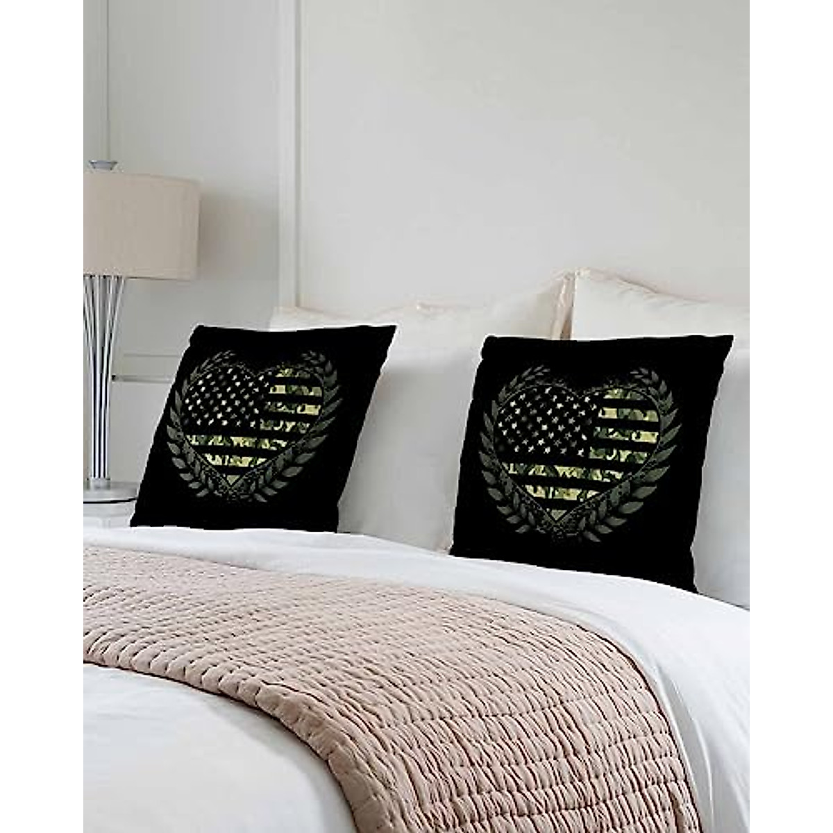 applebless Set of 2 Throw Pillow Covers Square for Home Decor, Camo 18x18 Inch Cotton Reversible Pillow Case Sofa Soft Cushion Cases for Bedroom Couch Bed Car Chair