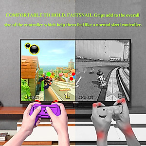 FASTSNAIL Grips Compatible with Nintendo Switch for Joy Con & OLED Model for Joycon, Wear-resistant Handle Kit Compatible with Joy Cons Controllers, 2 Pack(Orange and Purple)