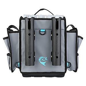 Evolution Fishing Rigger Series Kayak Tackle Bag - 3700 Size, Grey, Zipperless, Heavy Duty Water Resistant Tarpaulin Construction, 2 Rod Holders, Molded Bottom, Tackle Storage