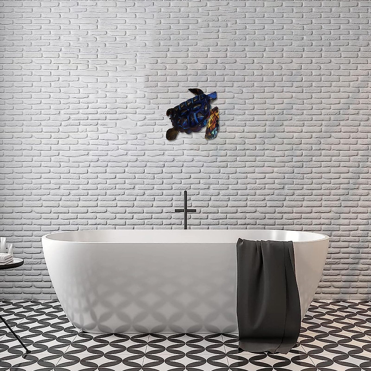 Metal Sea Turtle Wall Decor, Metal Wall Art, Metal Sea Turtle Wall Decor, Sea Life Decor Bathroom Pool Nautical Decor (Blue,15.74inch)