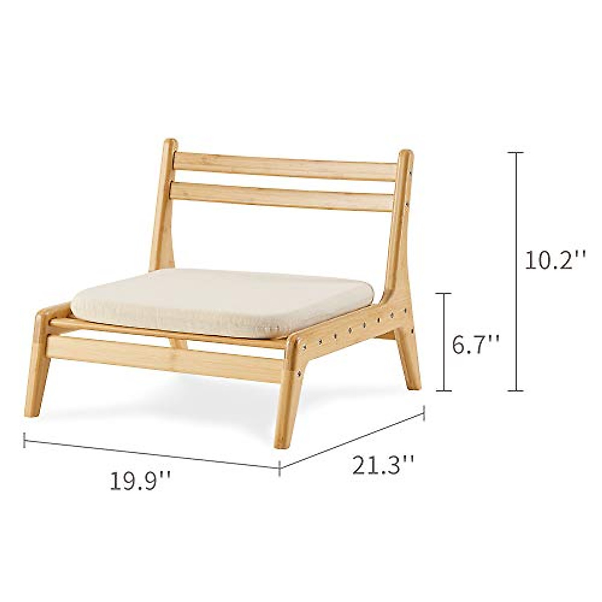 CENZEN Bamboo Floor Chair for Sitting on The Floor Unique Janpanese Meditation Chair Seat with Cushion for Living Room Balcony Chair Accent Furniture, Large