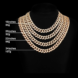 FEEL STYLE Mens Cuban Link Chain Gold Silver Plated Bling Miami Cuban Necklace Diamond Chain for Men13MM Iced Out Hip Hop Jewelry