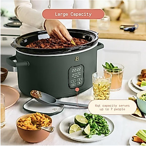 Beautiful 6 Qt Programmable Slow Cooker, Thyme Green by Drew Barrymore