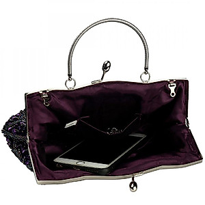 jessie Women's Evening Bag Party Wedding Bag Vintage Beaded Clutch Bag for Women Cocktail Party Handbags (Gray mechanical plate)