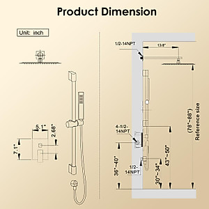 ESNBIA Black Shower System, Slide Bar Shower Faucet Set with 10 Inches Rain Shower Head and Handheld Spray Combo, Shower Faucet with Valve, Wall Mounted High Pressure Shower Head Set