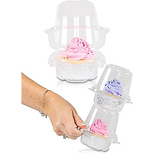 Stack'nGo Cupcake Containers - Bulk Pack | Plastic Disposable Cup Cake Boxes Carrier Holder Box (50 Carriers, 1 Single Serve)