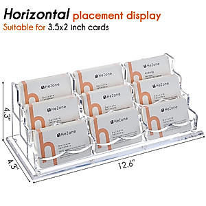 Business Card Holder for Desk, Multiple Cards Display Stand Rack for Women and Men, Clear Acrylic Card Organizer 9 Slot 3 Tiers