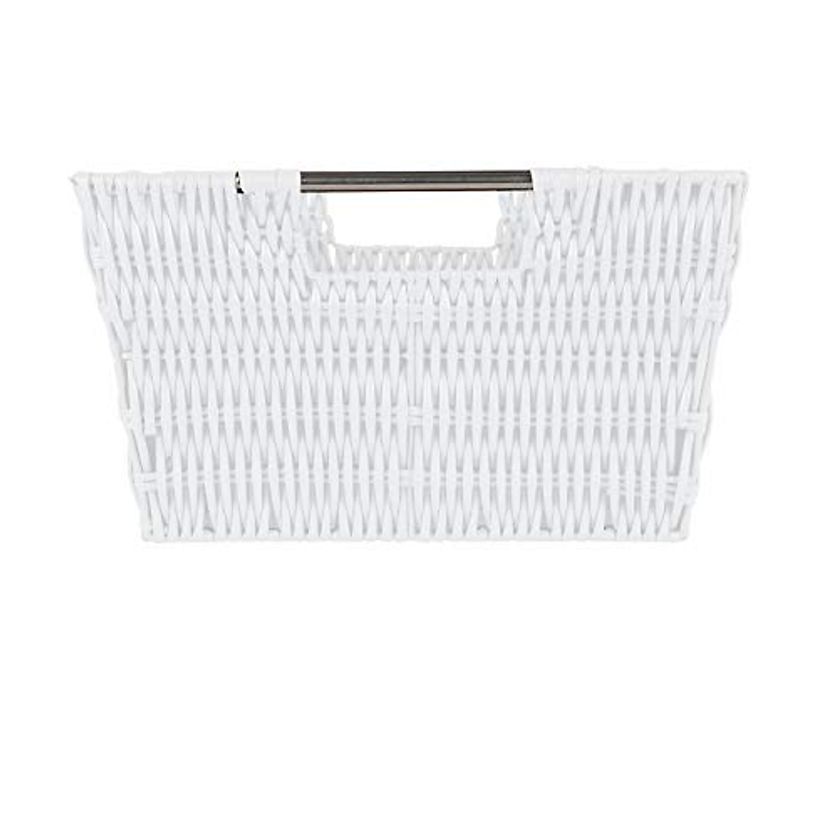 Simplify 3 Pack Set Woven Baskets with Handles, for Storage, Blankets, Toys, Books, Ideal for Home, Office, Dorm, Playroom, Closet, in White 3 Piece Rattan Tote