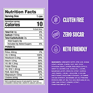 ZOA Zero Sugar Energy Drinks, Frosted Grape - Sugar Free with Electrolytes, Healthy Vitamin C, Amino Acids, Essential B-Vitamins, and Caffeine from Green Tea - 12 Fl Oz (12-Pack)