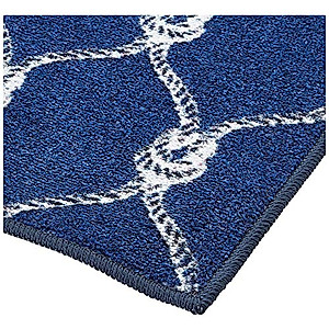 Brumlow Mills Nautical Rope Ocean Trellis Knot Area Rug for Beachy Home Décor, Living Room Carpet, Kitchen Mat or Entryway Rug, 2'6" x 3'10", Blue