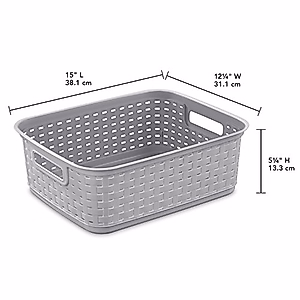 Sterilite 12726A06 Short Weave Basket, Cement, 6-Pack