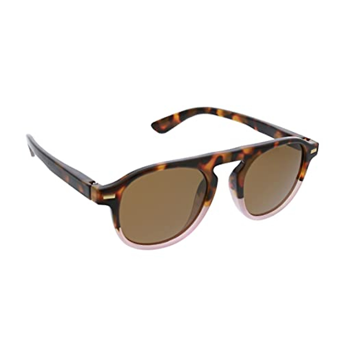 Peepers by PeeperSpecs Women's Neptune Sun Round Polarized Sunglasses-No Correction, Tortoise/Pink, 50 mm + 0