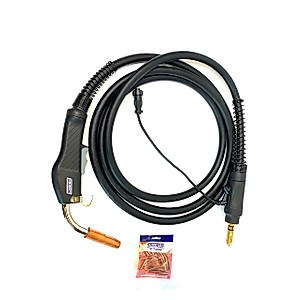 Techniweld Mig Star 400Amp 15Ft Mig Gun Tweco Compatible with Miller Plug and Contact Tips Bundle (.035)