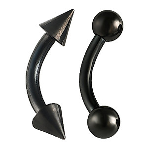 bodyjewellery Cartilage Earring Eyebrow Piercing Spike Lip Rings Balls 16g Curved Barbell Surgical Steel Conch Rook Labret 1/4 6mm Black